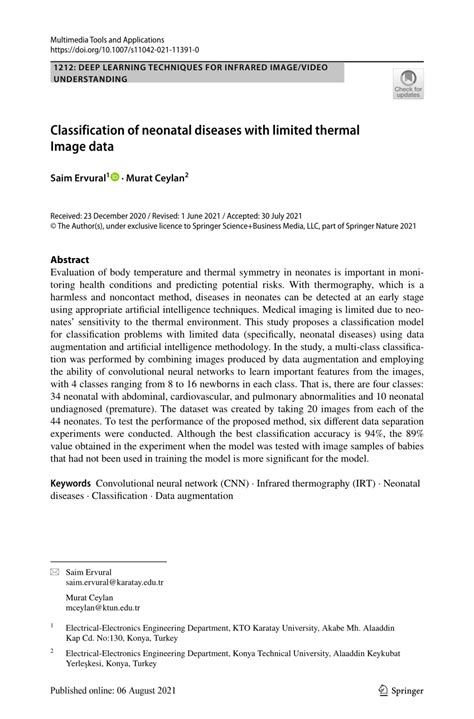 Pdf Classification Of Unhealthy And Healthy Neonates In Neonatal Intensive Care Units Using