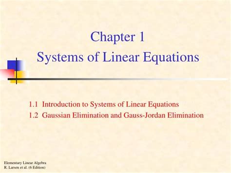 PPT Chapter 1 Systems Of Linear Equations PowerPoint Presentation Free Download ID 6005610