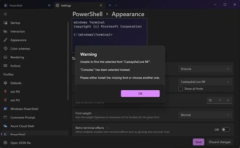 unable to find selected font bug is back · issue 14049 · microsoft terminal · github