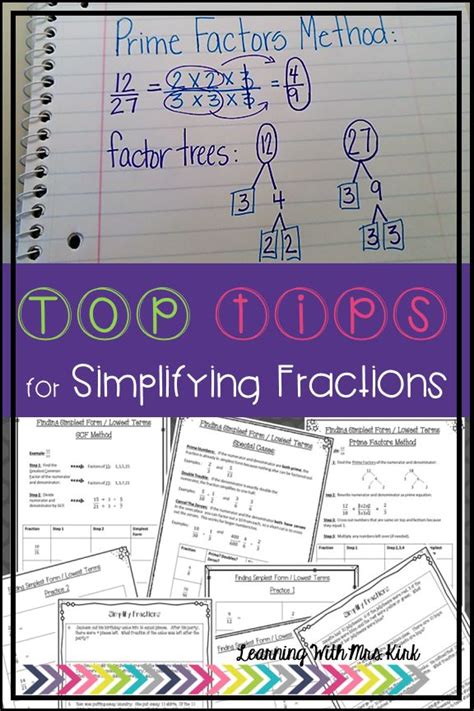Top Tips For Simplifying Fractions Simplifying Fractions Upper Elementary Math Guided Math