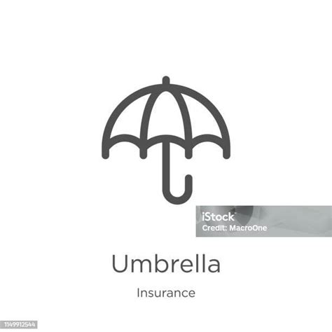 보험 컬렉션에서 우산 아이콘 벡터입니다 얇은 선 우산 개요 아이콘 벡터 일러스트 레이 션입니다 웹 사이트 디자인 및 모바일 앱