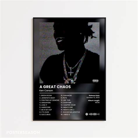 Ken Carson Album Poster A Great Chaos Album Cover Print Tracklist