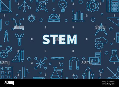 Science Technology Engineering And Math Blue Creative Horizontal Frame Vector Stem Concept