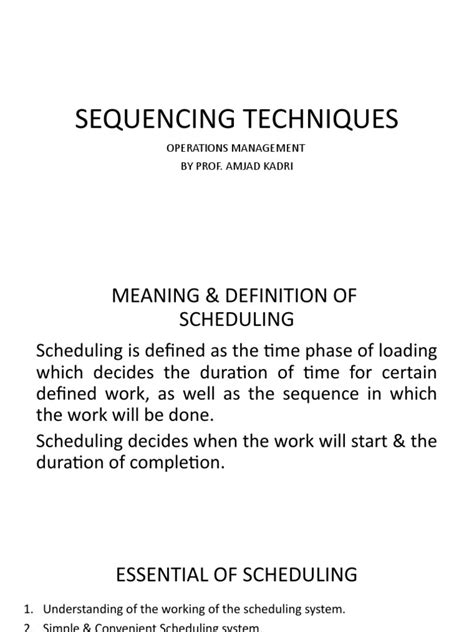 Sequencing Techniques Pdf Scheduling Computing Job Satisfaction