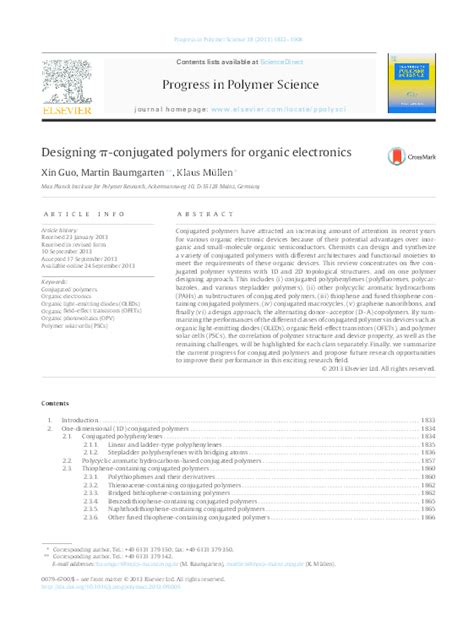Pdf Designing Pi Conjugated Polymers For Organic Electronics