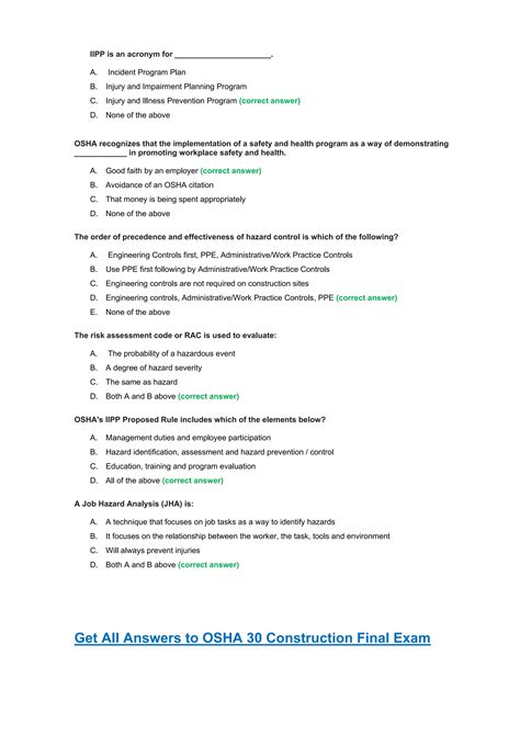 Answer And Question Osha 30 Final Exam Pdfanswer And Question Osha 30 Final Exam Pdf