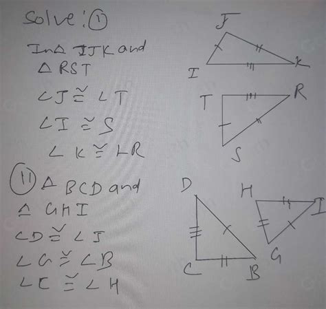 Solved B Write A Statement That Indicates That The Triangles In Each