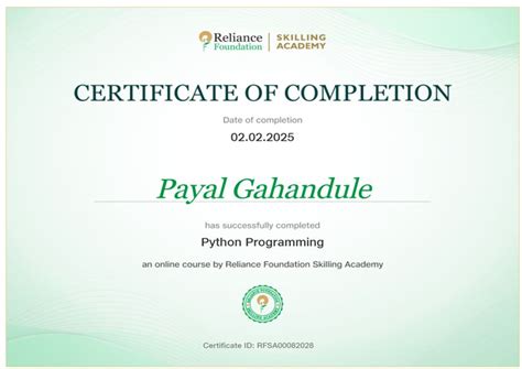 Python Programming Certification Reliancefoundation Learning