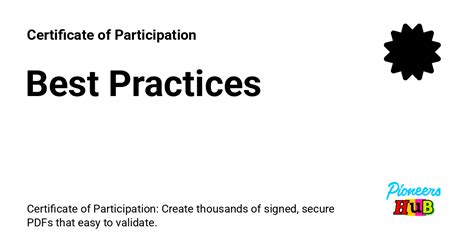 Best Practices Certificate Of Participation