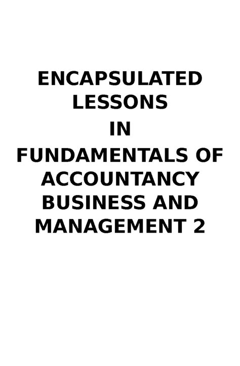 Encapsulated Lessons In Fabm 2 Fundamentals Of Accountancy Overview