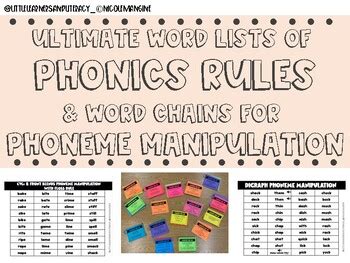 Science Of Reading Word Lists Chains For Phonics Rules Phoneme Manipulation
