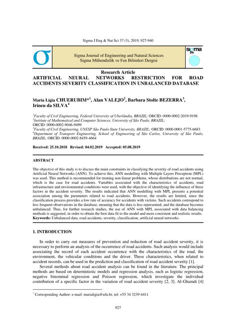 Pdf Artificial Neural Networks Restriction For Road Accidents Severity Classification In