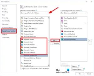 How To Add Office Programs To Quick Access Toolbar
