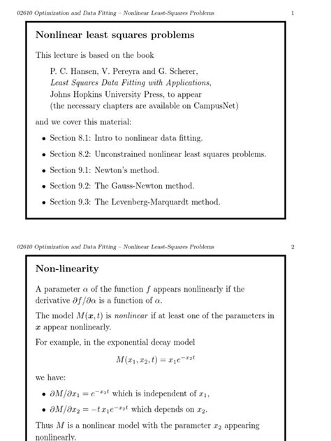 Nonlinear Least Squares Problems This Lecture Is Based On The Book P