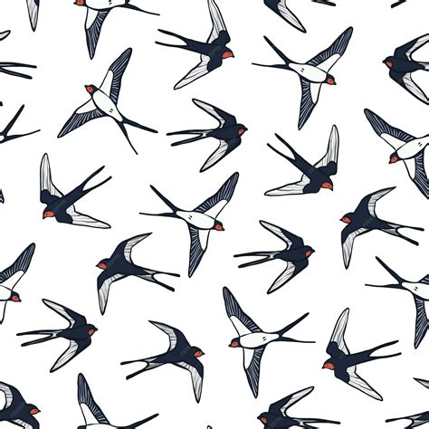 Premium Vector Swallow Bird Vector Seamless Pattern