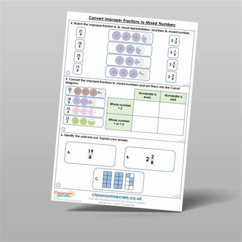 Year 5 Convert Improper Fractions To Mixed Numbers Prior Learning Resource Classroom Secrets