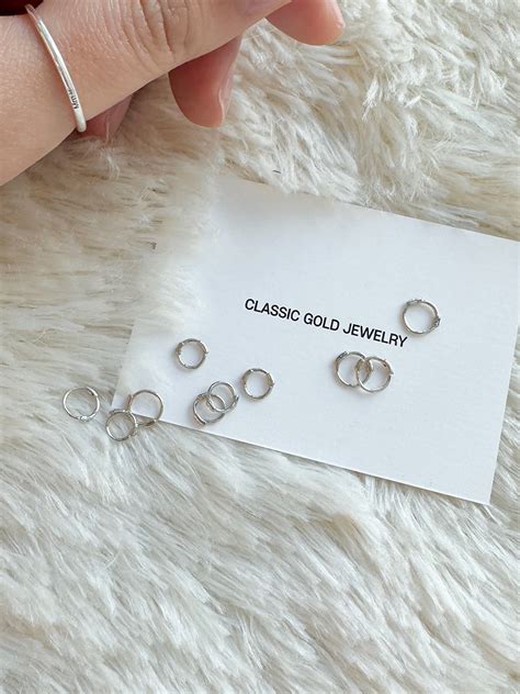 르앙 14k 클래식 미니 원터치 링 귀걸이 무도금 리얼 화이트골드