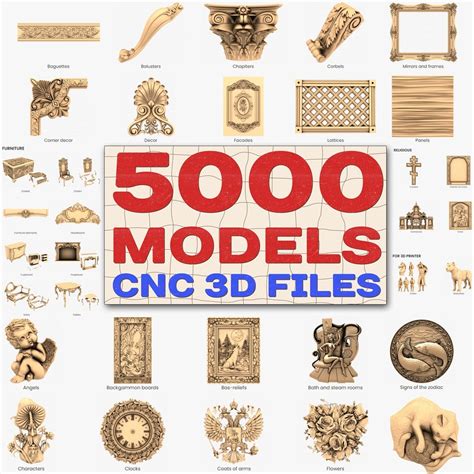 5000 3d Models For Cnc Router Gcode 3d Artcam G Code Mach3 Vectric