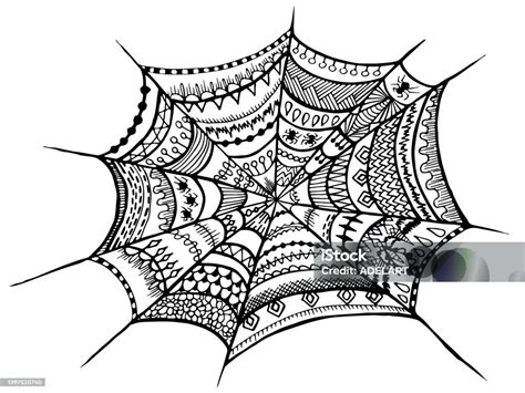 젠탱글 거미줄 할로윈 젠앵글 일러스트레이션 가을 벡터 이미지는 웹 디자인 텍스처 인쇄 된 제품 카드 초대장 천 및 기타에 사용할 수 있습니다 10월에 대한 스톡 벡터 아트