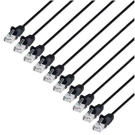 Cat6 Uutp Slim Netw Patch Cable 14 Ft Black 10 Pack