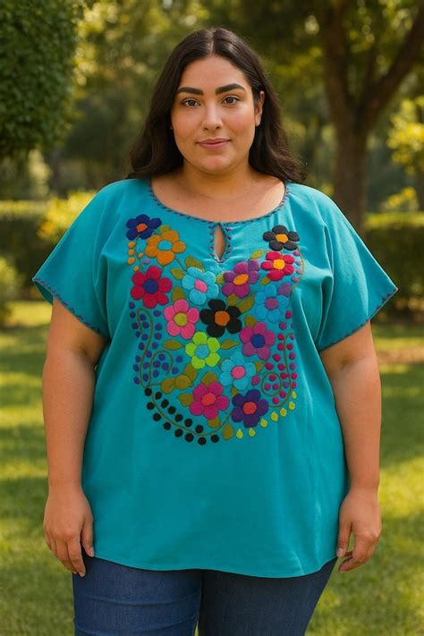 Plus Size Mexican Embroidered Blouses