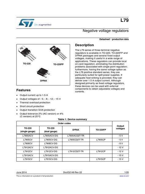 L7905cv Datasheet Pdf Pdf Power Supply Electronic Engineering