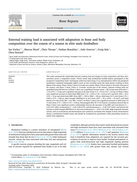Pdf External Training Load Is Associated With Adaptation In Bone And Body Composition Over The