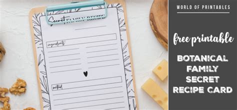 Free Printable Feminine Recipe Card World Of Printables