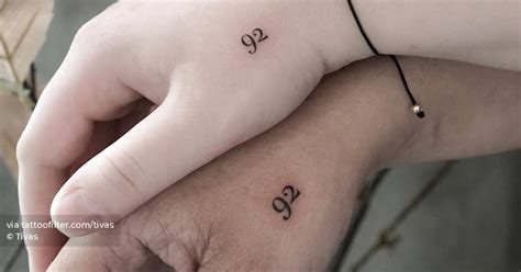 Matching Number 92 Tattoo For Couple