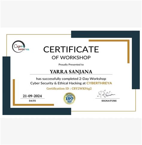Cybersecurity Ethicalhacking Cyberthreya Learning Workshop… Sanjana Yarra