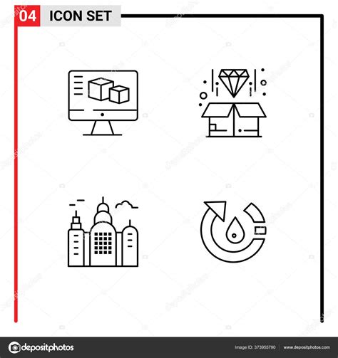 Mobile Interface Line Set Pictograms Computer House Computing Diamond Drop Stock Vector Image By