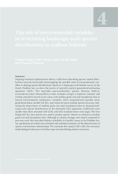 pdf the role of environmental variables in structuring landscape