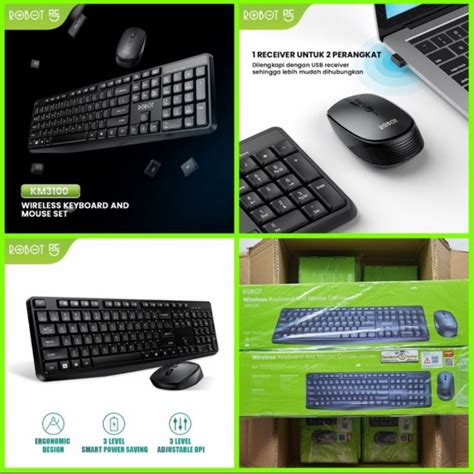 Jual Robot Km3100 Portable Mini Wireless Set Combo Keyboard Mouse Shopee Indonesia