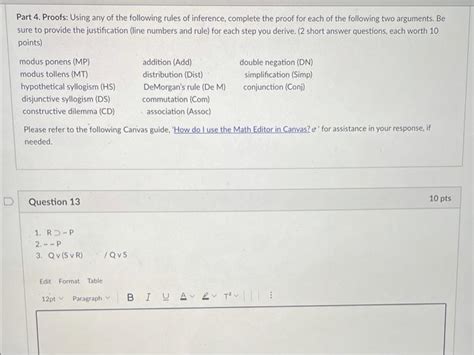 part 4 proofs using any of the following rules of