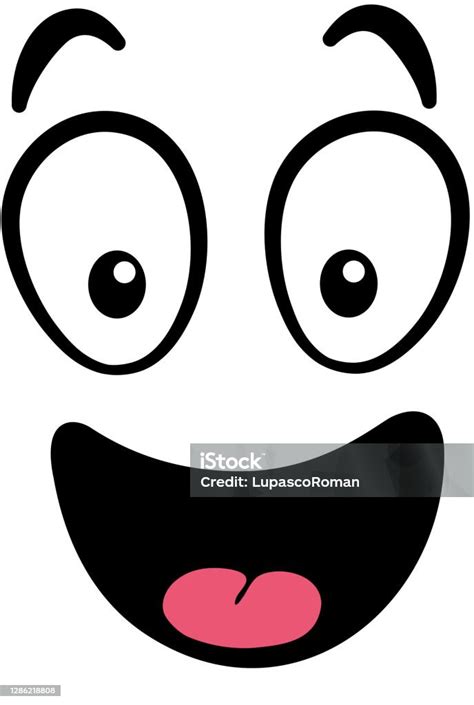 만화 얼굴 표정이 표현되는 눈과 입 미소 울음 깜짝 캐릭터 얼굴 표정 캐리커처 코믹 감정 또는 이모티콘 낙서 격리된 벡터 일러스트 아이콘 감정에 대한 스톡 벡터 아트 및