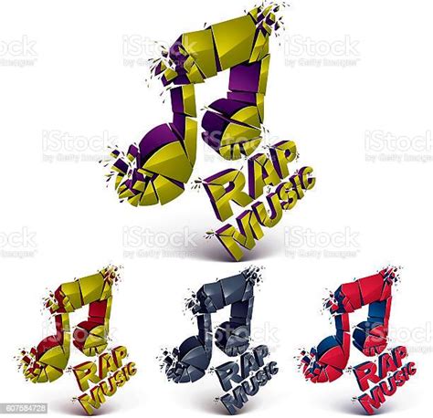 세트 3 D 색상화 벡터 산산조각남 음표 점이 있는 3차원 형태에 대한 스톡 벡터 아트 및 기타 이미지 3차원 형태 굴절 금이 간 Istock