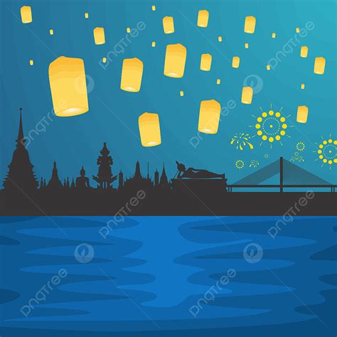 รูปลอยกระทง Png เทศกาลวันพระจันทร์เต็มดวงของไทย เวกเตอร์ภาพประกอบ กระทงภาพ Png สำหรับการ