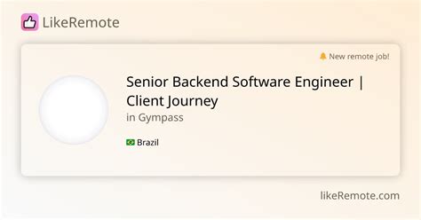 📩 Senior Backend Software Engineer Client Journey At 🏢 Gympass 📍