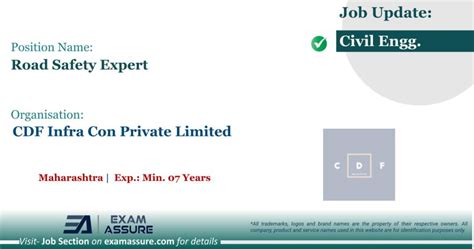 Vacancy For Road Safety Expert At Cdf Infra Con Private Limited