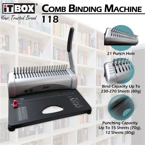 ITBOX Comb Binding Machine 118 Heavy Duty Comb Binder A4 Paper Puncher Binding Document