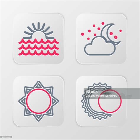 태양 태양 구름 달과 별 일몰 아이콘의 일식을 설정합니다 벡터 0명에 대한 스톡 벡터 아트 및 기타 이미지 0명 구름 날씨 Istock