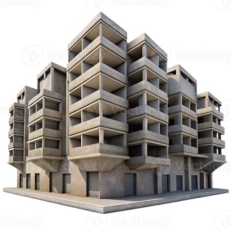 Elegant Abstract Brutalist Apartment Complex Exposed Concrete
