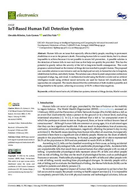 Pdf Iot Based Human Fall Detection System