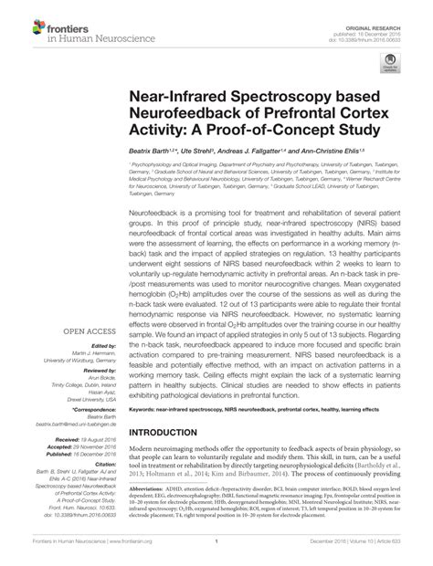 Pdf Near Infrared Spectroscopy Based Neurofeedback Of Prefrontal Cortex Activity A Proof Of
