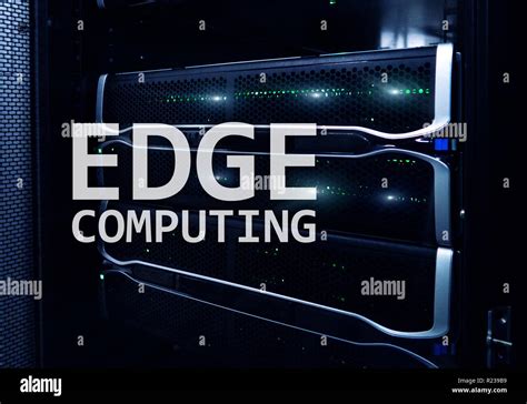 Edge Computing Internet And Modern Technology Concept On Modern Server Room Background Stock