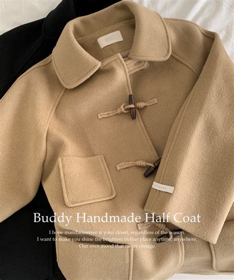 만다린트리 직잭세일쿠폰 당일출고🚚 핸드메이드따뜻🔥 버디 오버핏 떡볶이코트 겨울 포켓 하프코트 자켓 겨울하객룩2 Color