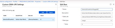 Intune Configure Lid Close Action Nicola Suter