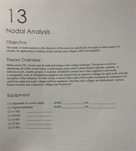 Solved 13 Nodal Analysis Objective The Study Of Nodal