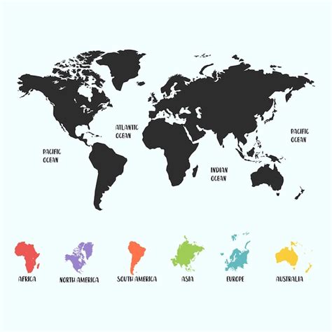 Premium Vector Highly Detailed World Map Continents With Labelling Of