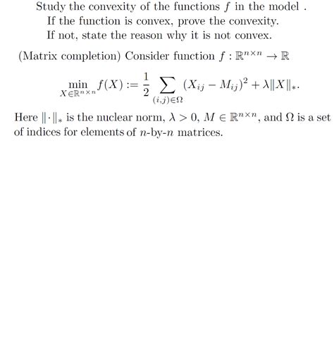 Solved Study The Convexity Of The Functions F In The Model Chegg Com